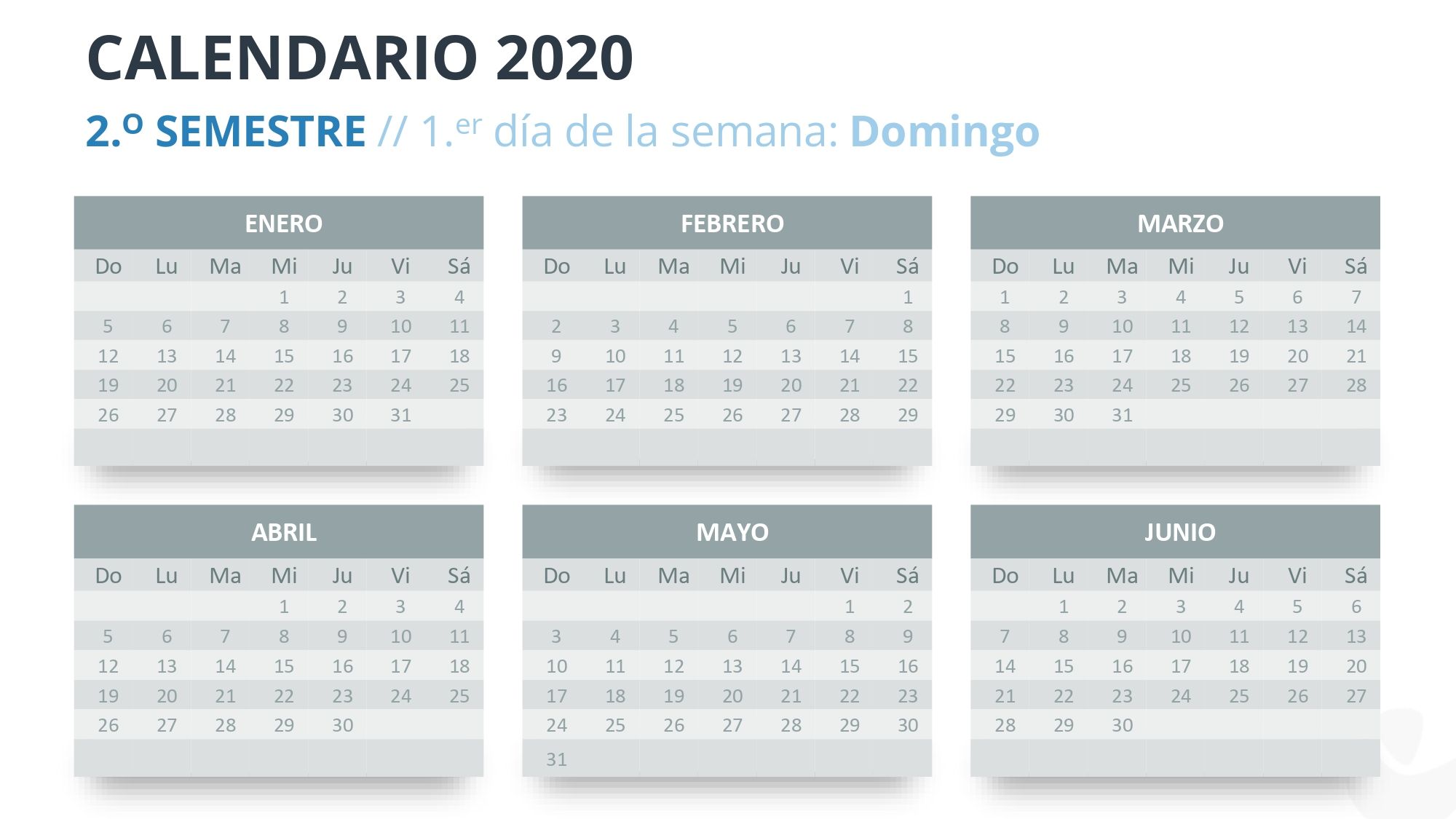 Calendario 2020 en PowerPoint | Temas PPT y Google Slides