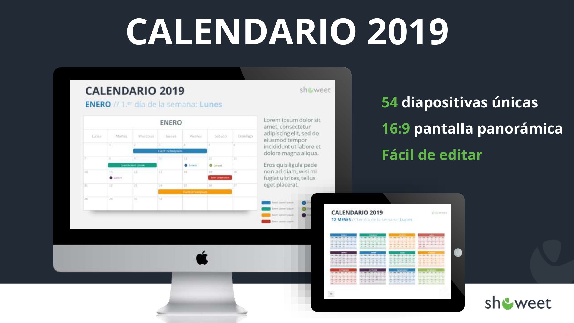 Calendario 2019 en PowerPoint